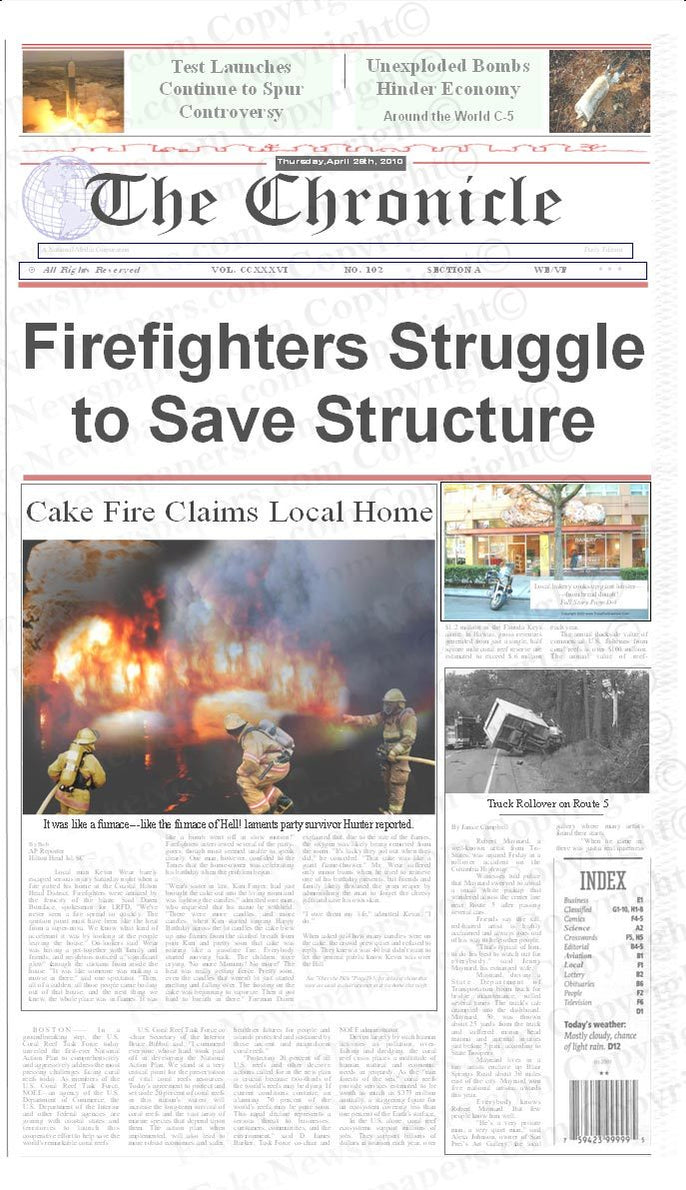 Personalized Full Size Newspaper, Fake Newspaper — FakeNewspapers.com